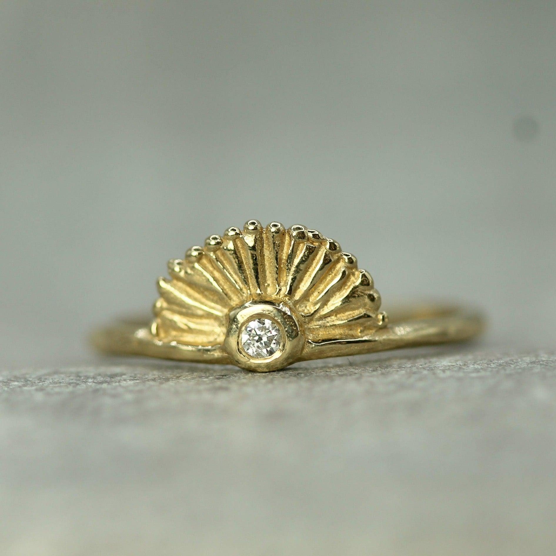 Little Sunrise Diamond Ring | Delicate Diamond Ring | Sunrise Ring ...
