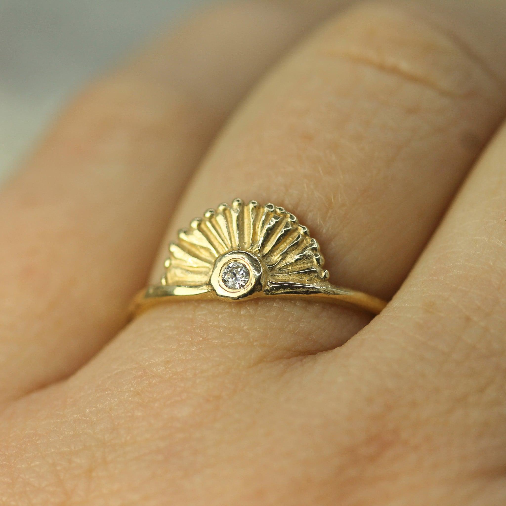 Little Sunrise Diamond Ring | Delicate Diamond Ring | Sunrise Ring ...